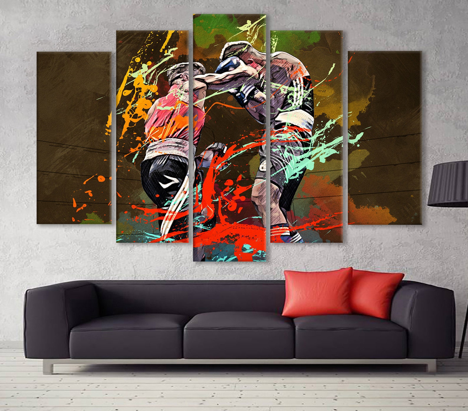 Boxing Canvas Boxing Print Motivation Wall Art Ring Room | Etsy