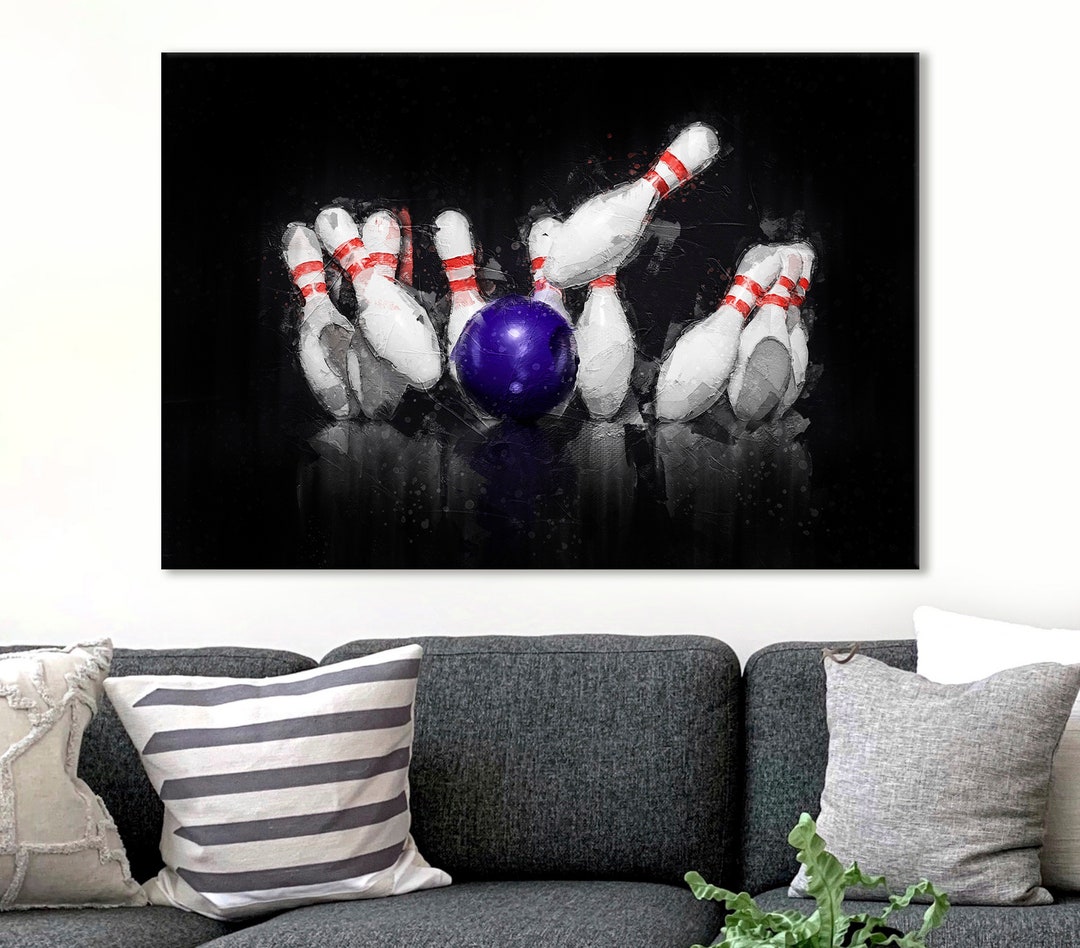 Bowling Canvas, Bowling Wall Art, Bowling Print, Sport Room Decor, Ball ...