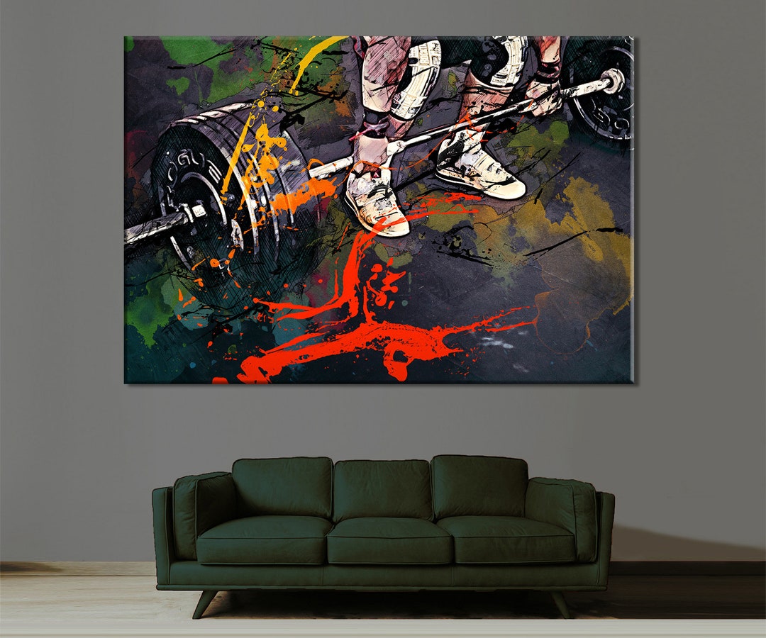 Weightlifter Print, Deadlift Canvas, Sport Canvas Print, Gym Wall Art ...