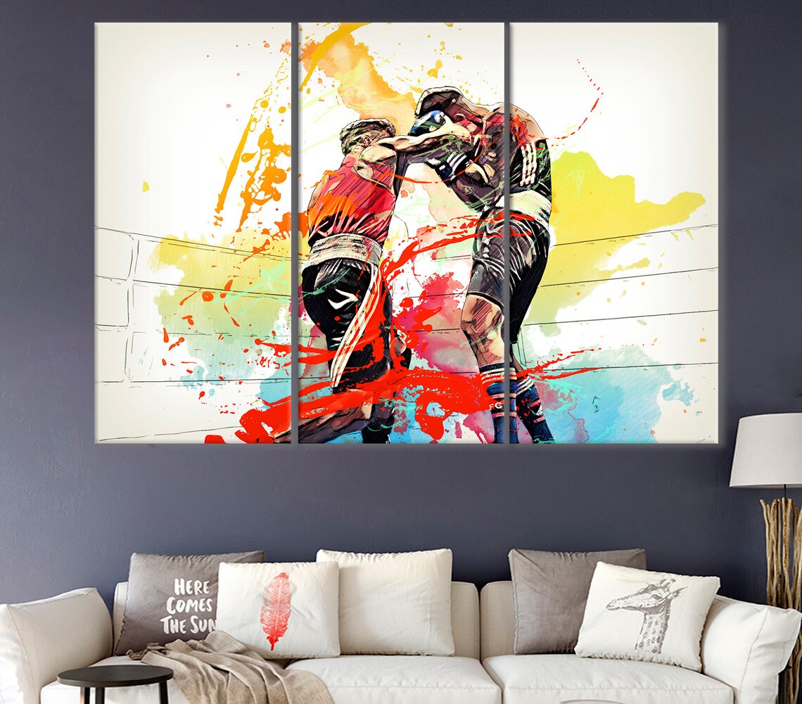 Boxing Canvas Boxing Print Motivation Wall Art Ring Room - Etsy