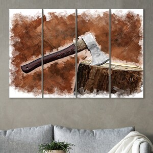 Axe Canvas Print, Axe Wall Decor, Woodcutter Room Decor, Axe Print ...