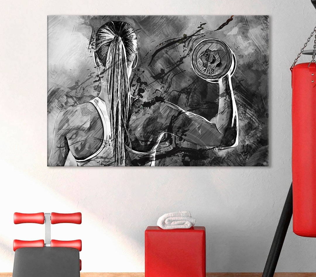 Fitness Girl Canvas Print: Monochrome Gym Wall Art - Etsy