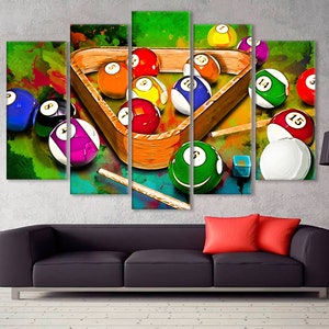 Pool Table Canvas Print: Modern Billiards Room Wall Art - Etsy