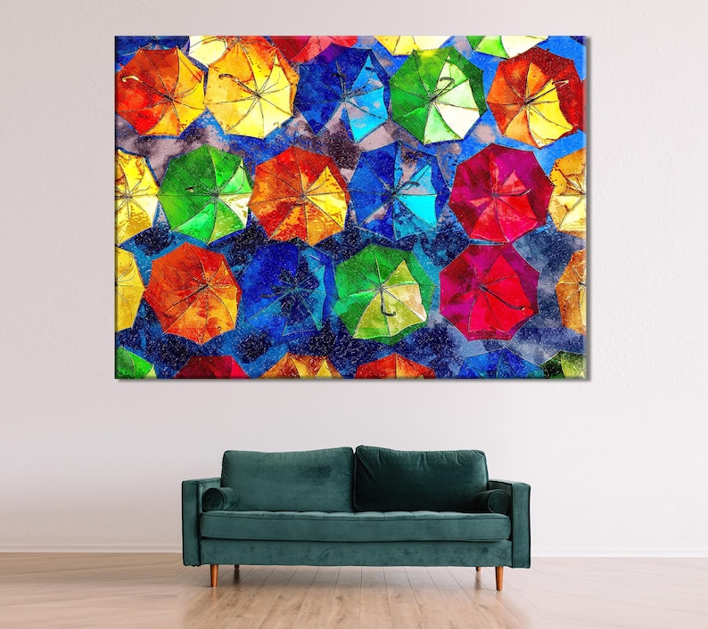 Colorful Umbrellas Abstract Canvas Print: Modern Wall Decor - Etsy