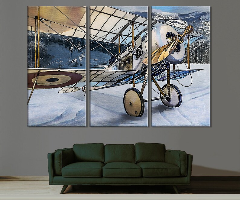 Biplane Canvas Aviation Print Airplane Wall Decor Vintage - Etsy