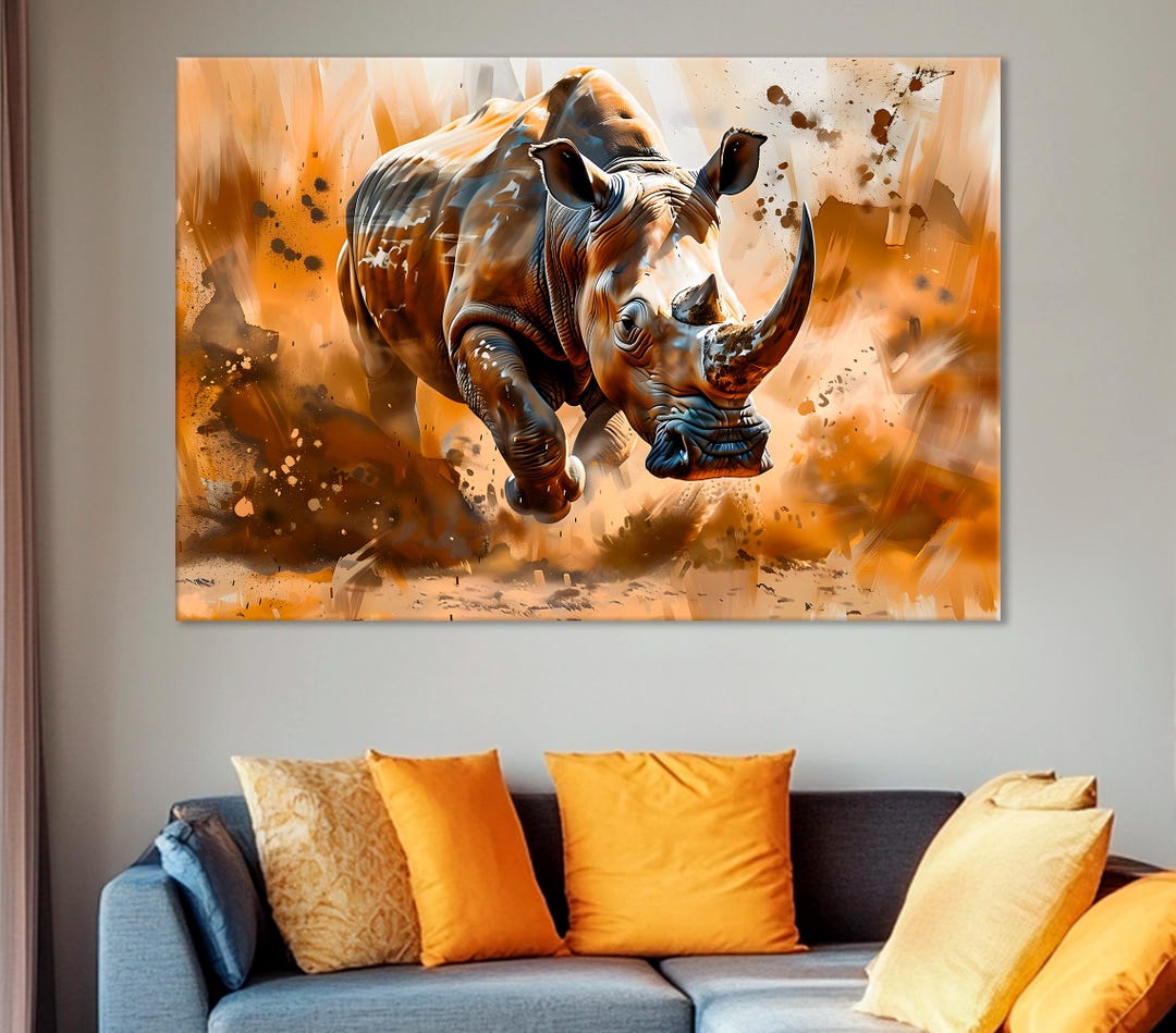 Rhinoceros Canvas Print, Abstract Rhino Wall Art, Ready to Hang - Etsy