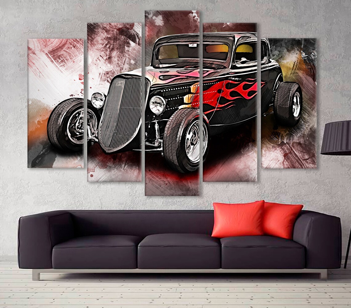 Hot Rod Print Hot Rod Canvas Hot Rod Poster Vintage Car | Etsy