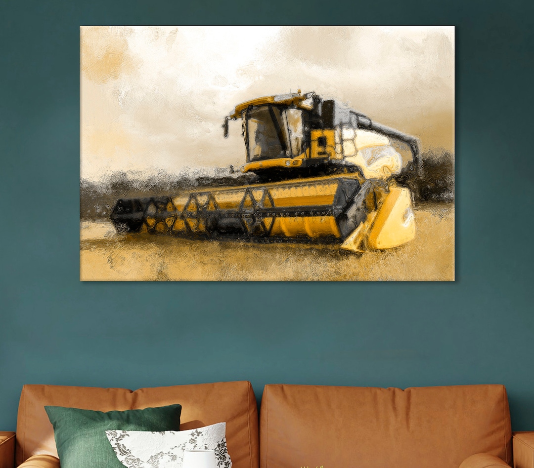 Combine Harvester Canvas, Agriculture Wall Decor, Farming Artwork ...