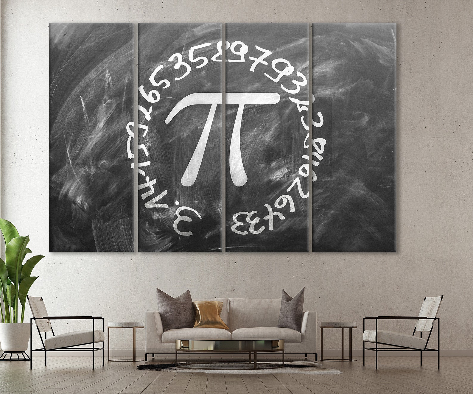Number Pi Canvas, Blackboard Wall Decor, Math Constant Print, Math ...