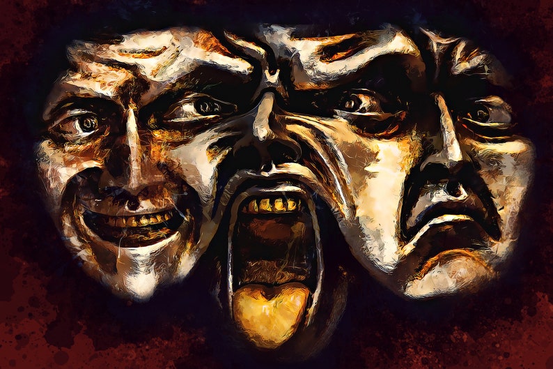 Theater Masks Wall Decor High Quality Canvas Print Comedy - Etsy