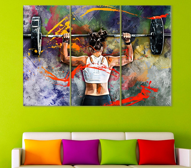 Girl Weightlifter Canvas Print, Motivation Poster, Gym Wall Art ...