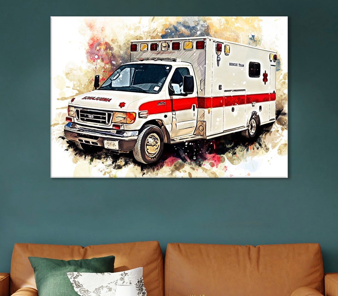 Ambulance Wall Art, Paramedic Canvas, Emergency Poster, Ambulance ...