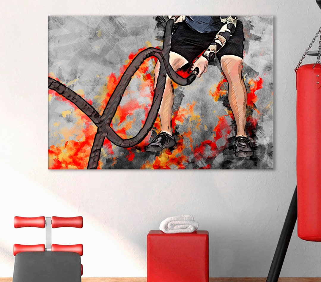Battle Ropes Wall Art, Workout Print, Battle Rope Canvas, Fitness Wall ...