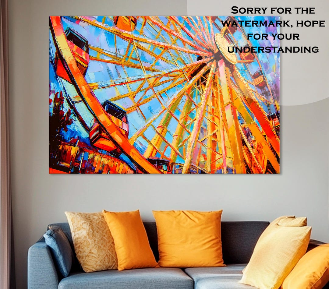 Ferris Wheel Wall Art, Big Wheel Print & Theme Park Decor, Amusement ...
