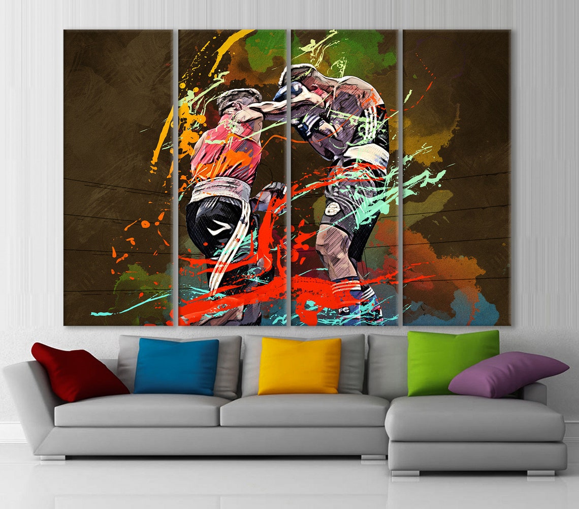 Boxing Canvas Boxing Print Motivation Wall Art Ring Room | Etsy