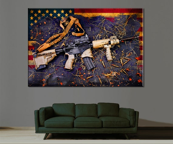 Guns Print Weapon Canvas Firearm Wall Decor Rifle Poster - Etsy