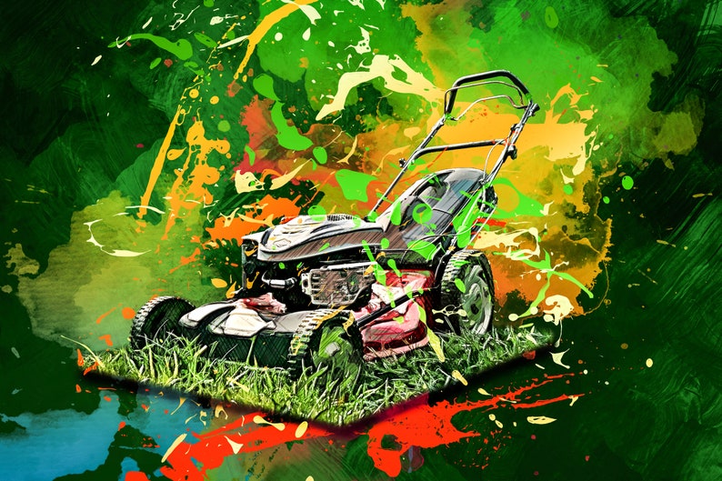 Lawn Mower Canvas Mower Wall Decor Grass Cutter Print | Etsy