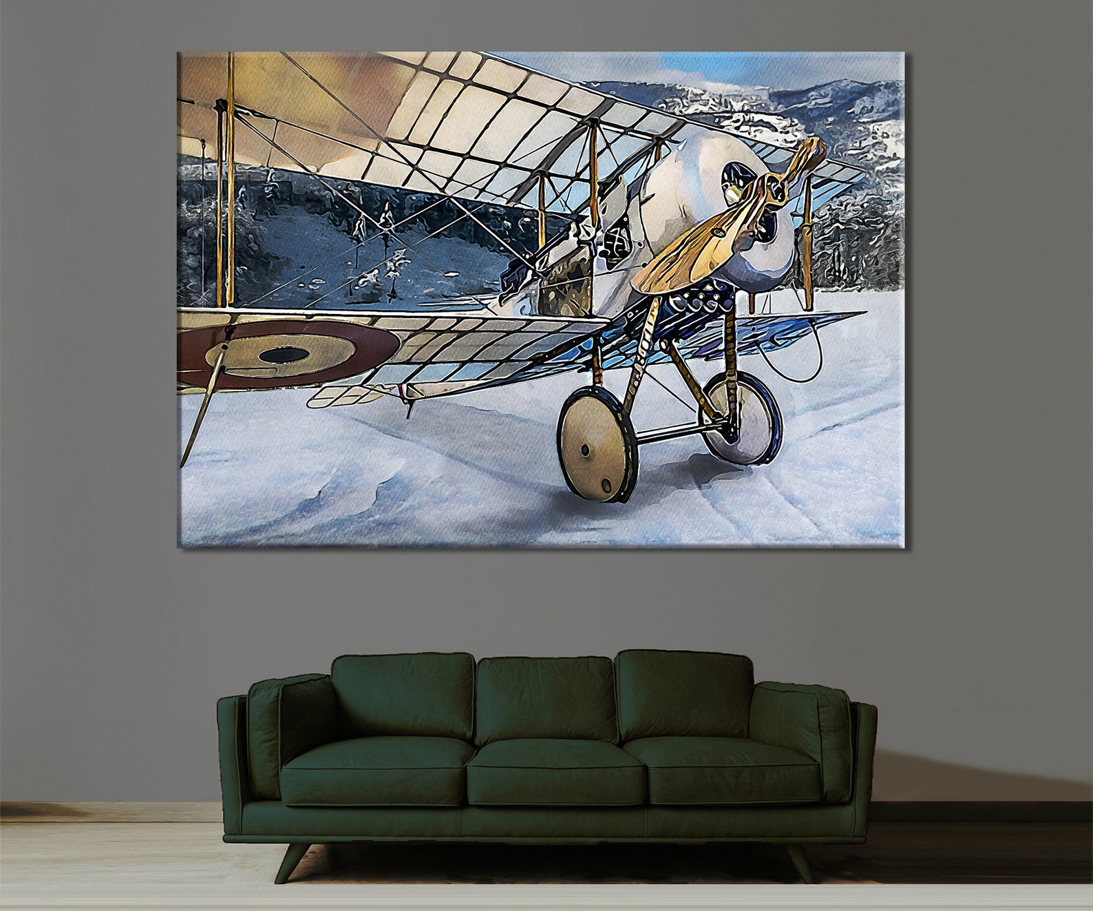 Biplane Canvas Aviation Print Airplane Wall Decor Vintage - Etsy