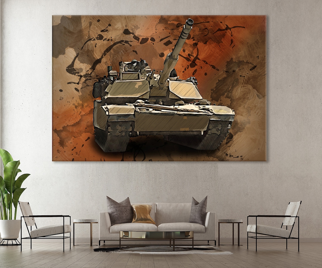 Army M1A1 Abrams Tank Canvas, M1A1 Abrams Poster, Tank Wall Decor, Army ...