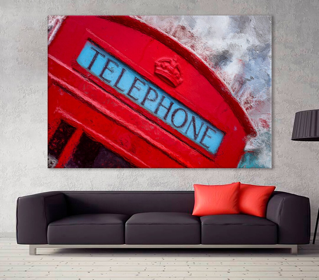 Red Telephone Box Canvas, Telephone Booth Art Print, Phone Box Wall Art ...