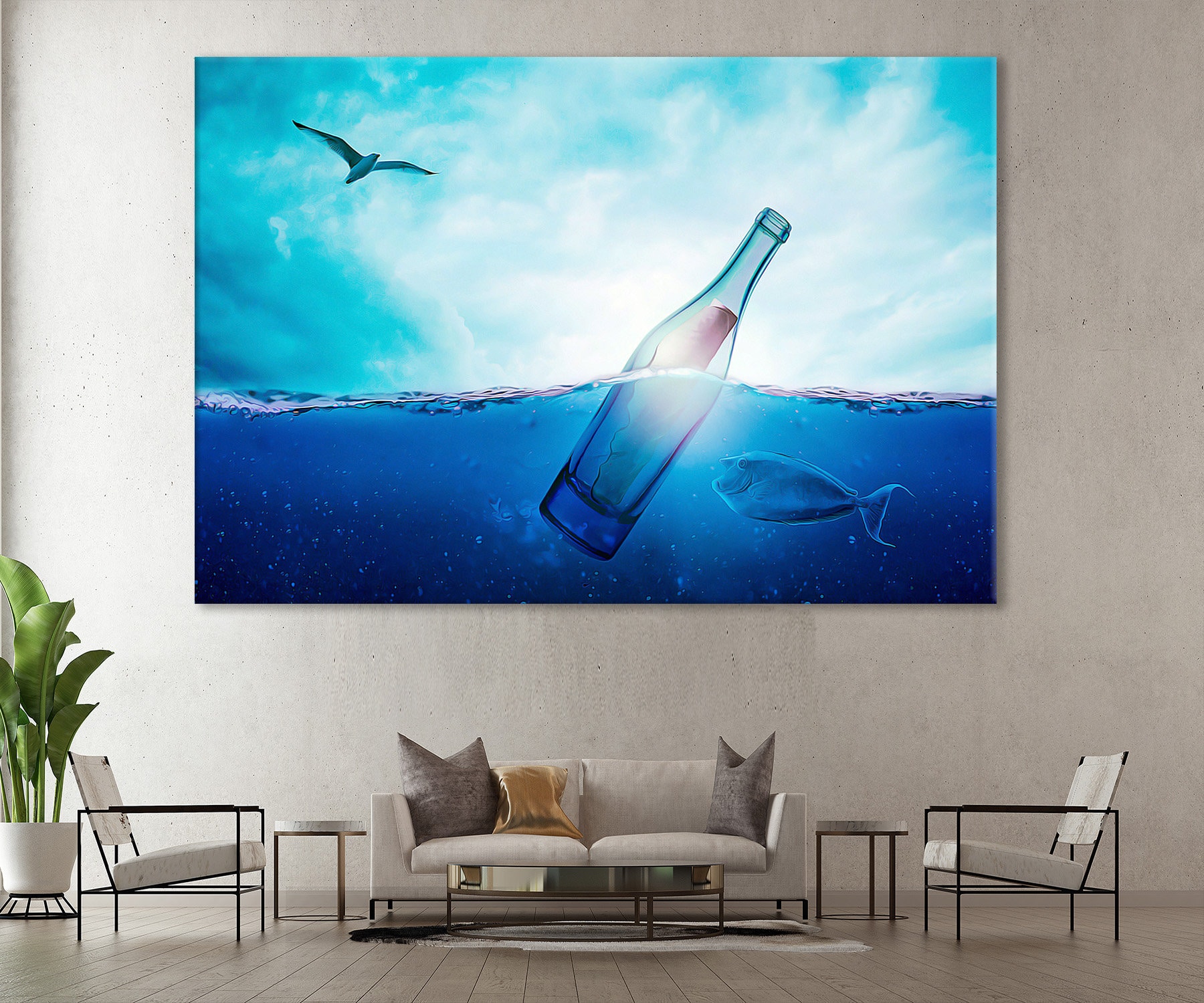 Letter in a Bottle Oil Painting Canvas Message in a Bottle - Etsy