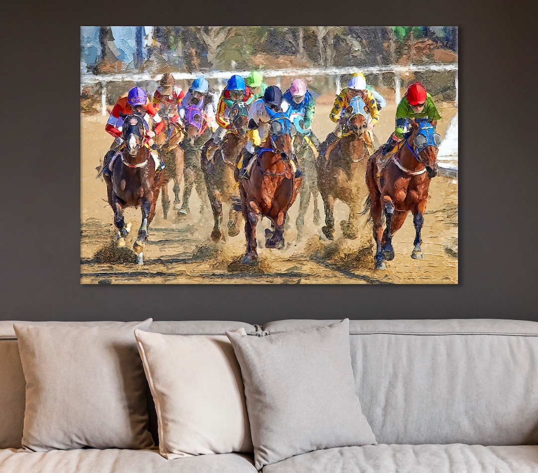 Horse Racing Canvas, Jockey Print, Horse Race Wall Decor, Jockeys ...