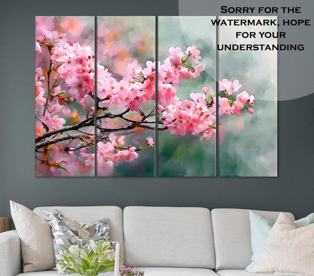 Cherry Blossom Canvas Print: Floral Wall Art, Ready to Hang - Etsy