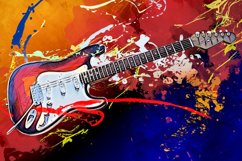 Guitar Wall Decor Electric Guitar Canvas Musical Instrument | Etsy