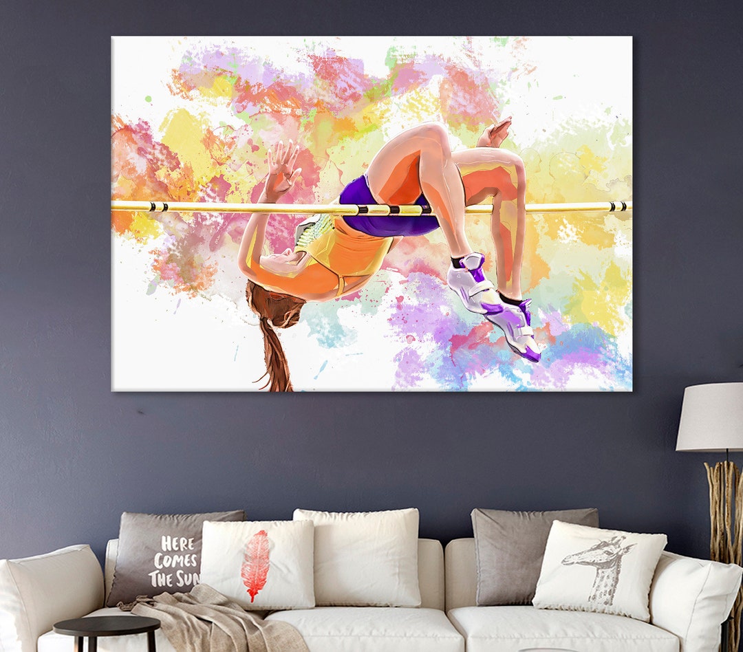 Woman High Jump Canvas, Motivation Print, Athletics Wall Decor ...