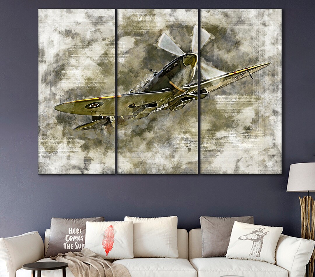 Spitfire ML407 Canvas, Grace Spitfire Wall Art, Warplane Decor,vintage ...