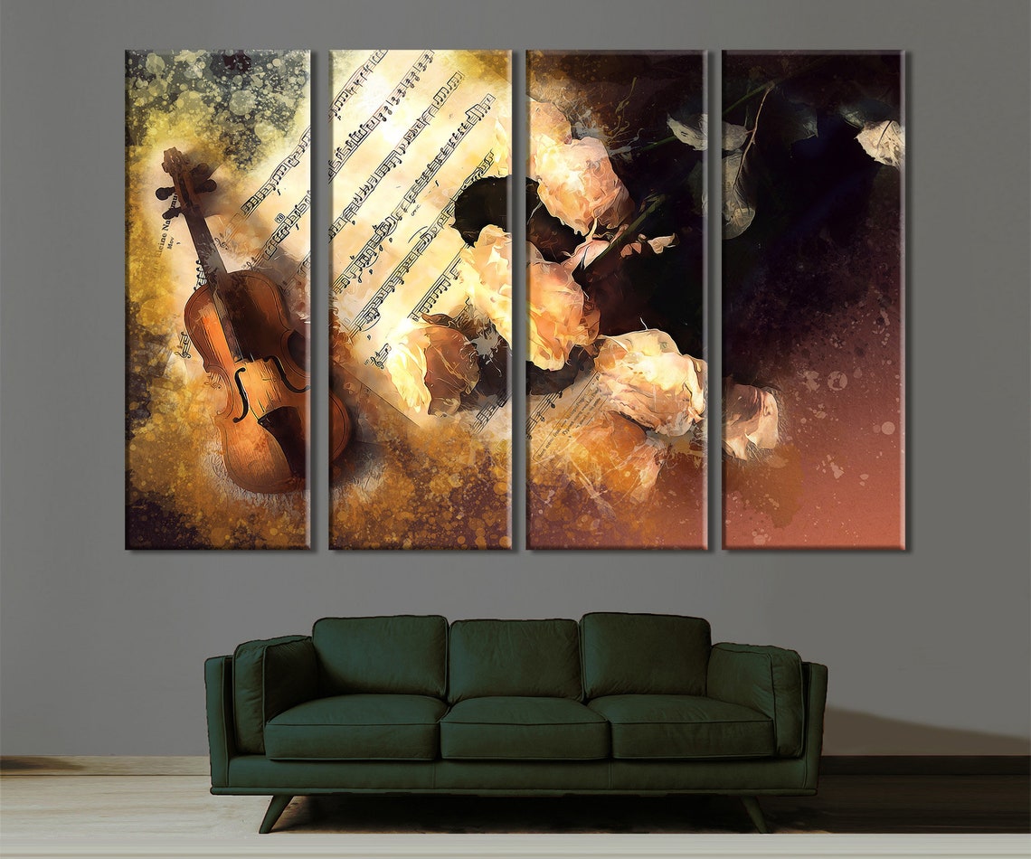 Violin Wall Decor High Quality Canvas Print Classic Musical | Etsy