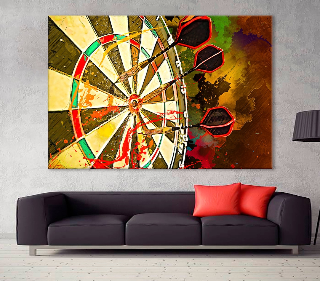 Darts Game Canvas, Game Room Decor ,dartboards Print, Darts Player Gift ...