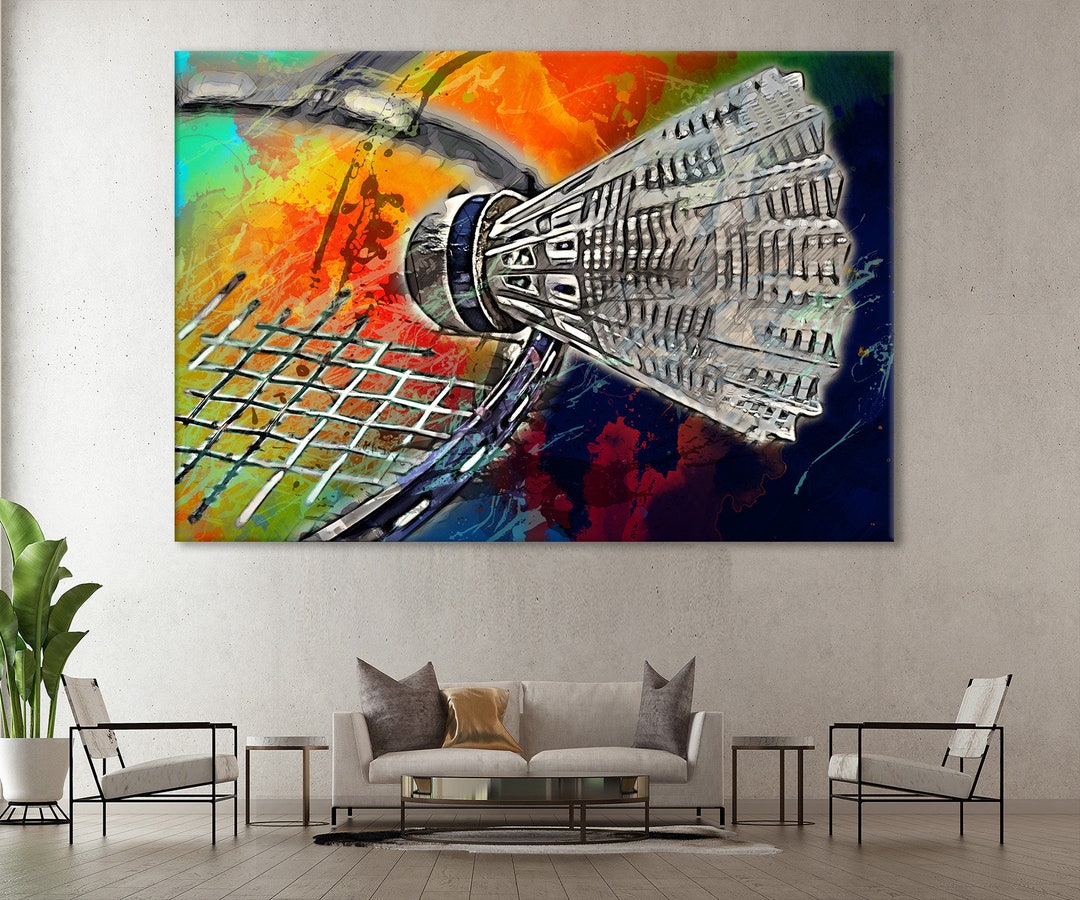 Badminton Canvas, Badminton Wall Art, Badminton Racket Print ...
