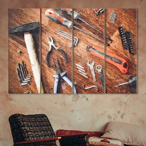 Set of Tools Artwork, Workshop Canvas Print, Tools Wall Decor, Tools ...