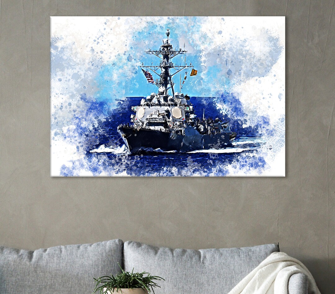 USS Spruance Artwork, Guided-missile Destroyer Decor, Spruance Print ...