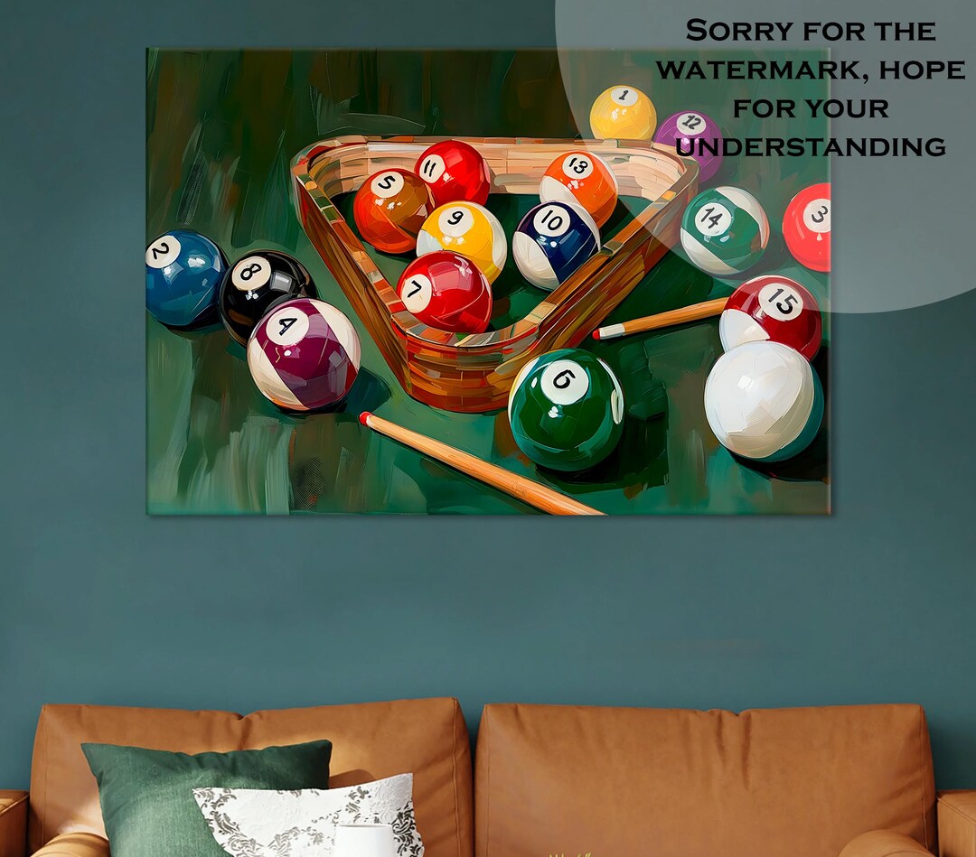 Pool Table Canvas, Billiards Player Gift, Pool Room Decor, Game Room ...