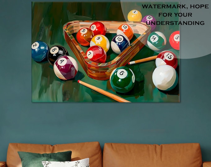 Pool Table Poster Billiards Vintage Game Wall Art Home Decor Art Print ...