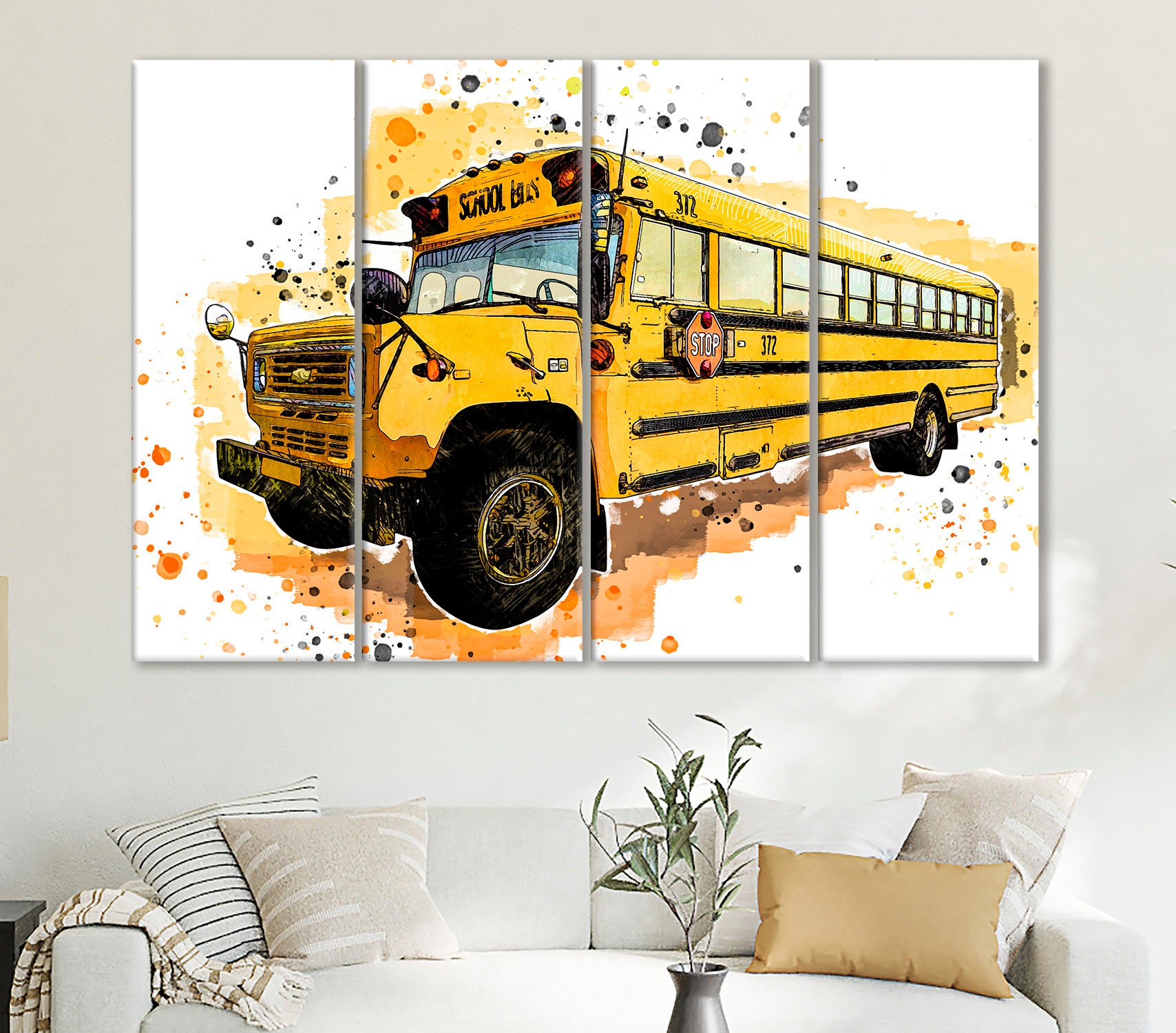 School Bus Digital Print Yellow Bus Poster School Bus - Etsy
