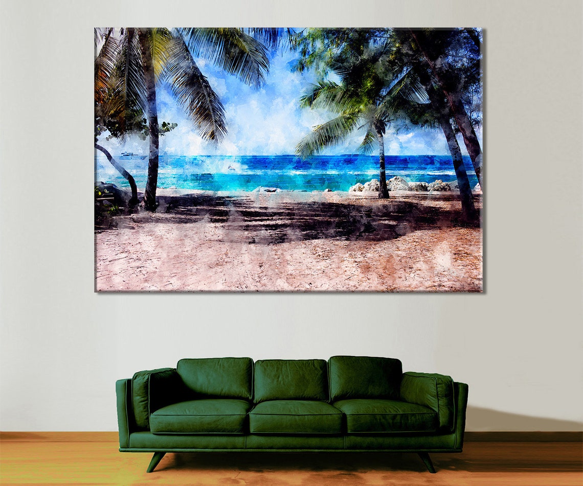 Palm Trees Canvas Ocean Wall Art Beach Canvas Ocean Photo - Etsy