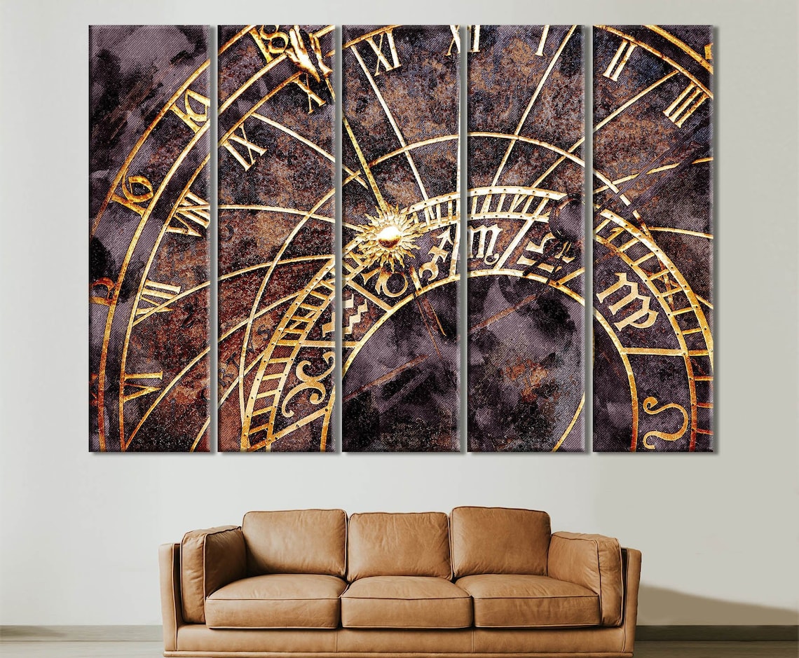 Clock Canvas Gears Print Abstract Wall Art Clock Face | Etsy