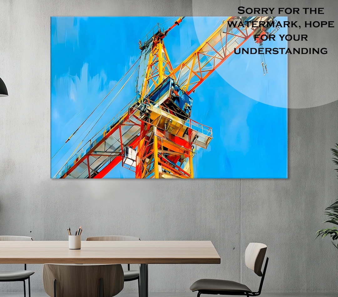 Tower Crane Canvas Art, Construction Crane Print & Building Wall Decor ...