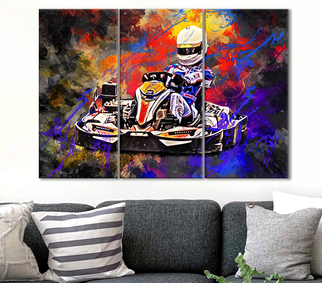 Kart Racing Wall Art, Go-kart Print, Race Room Decor, Race Track Canvas ...