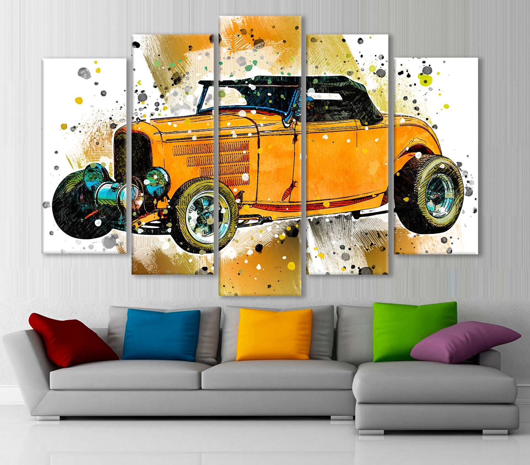 Yellow Hot Rod Print Hot Rod Canvas Hot Rod Poster Vintage - Etsy