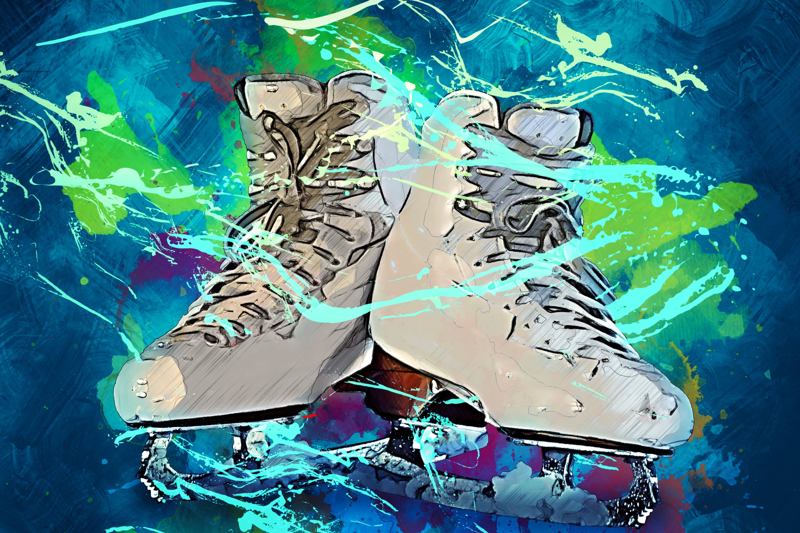 Figure Skating Canvas Skates Print Ice Skate Wall Art Ice - Etsy