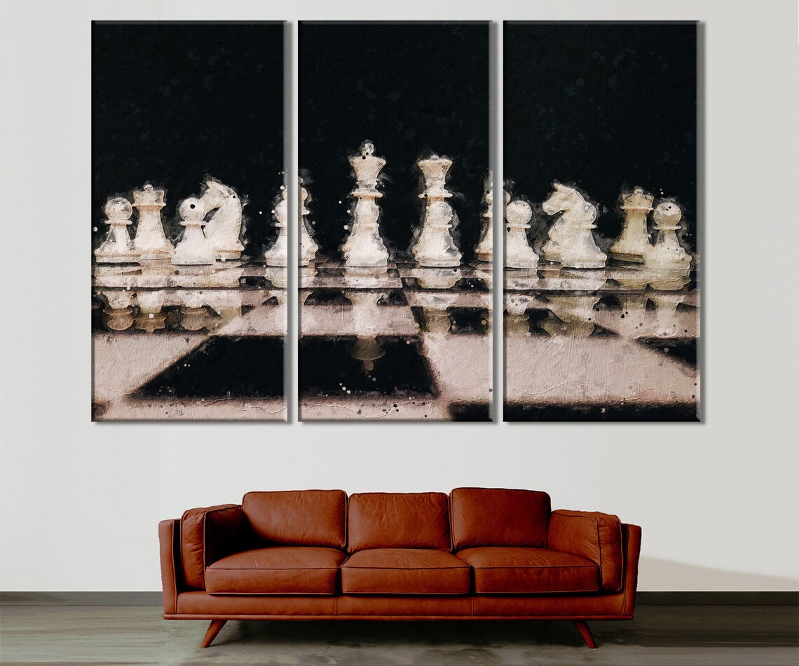 Chessboard Canvas Print Chess Wall Decor Checkerboard Art - Etsy