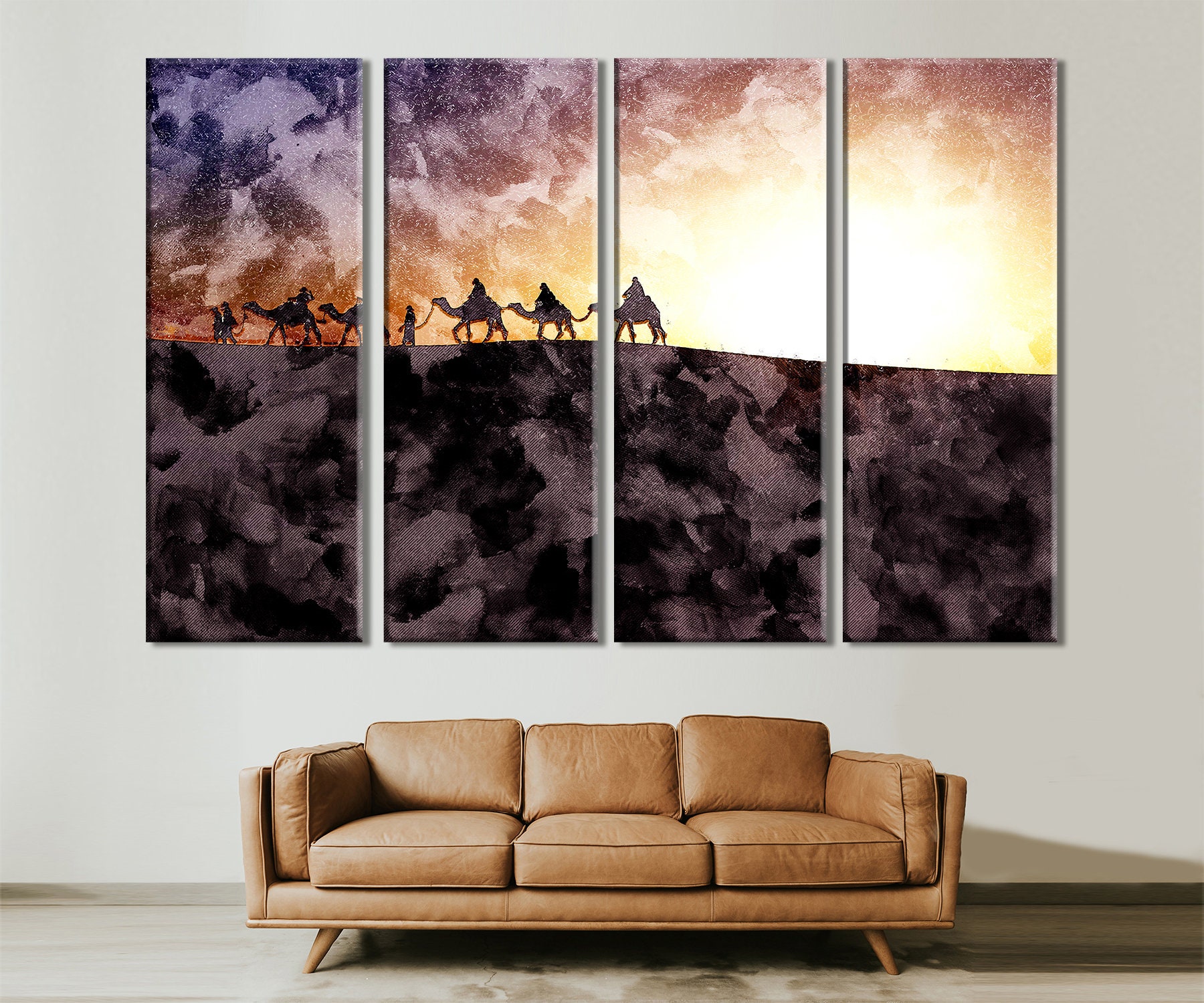 Caravan Wall Art Caravan Canvas Print Desert Art Painting | Etsy