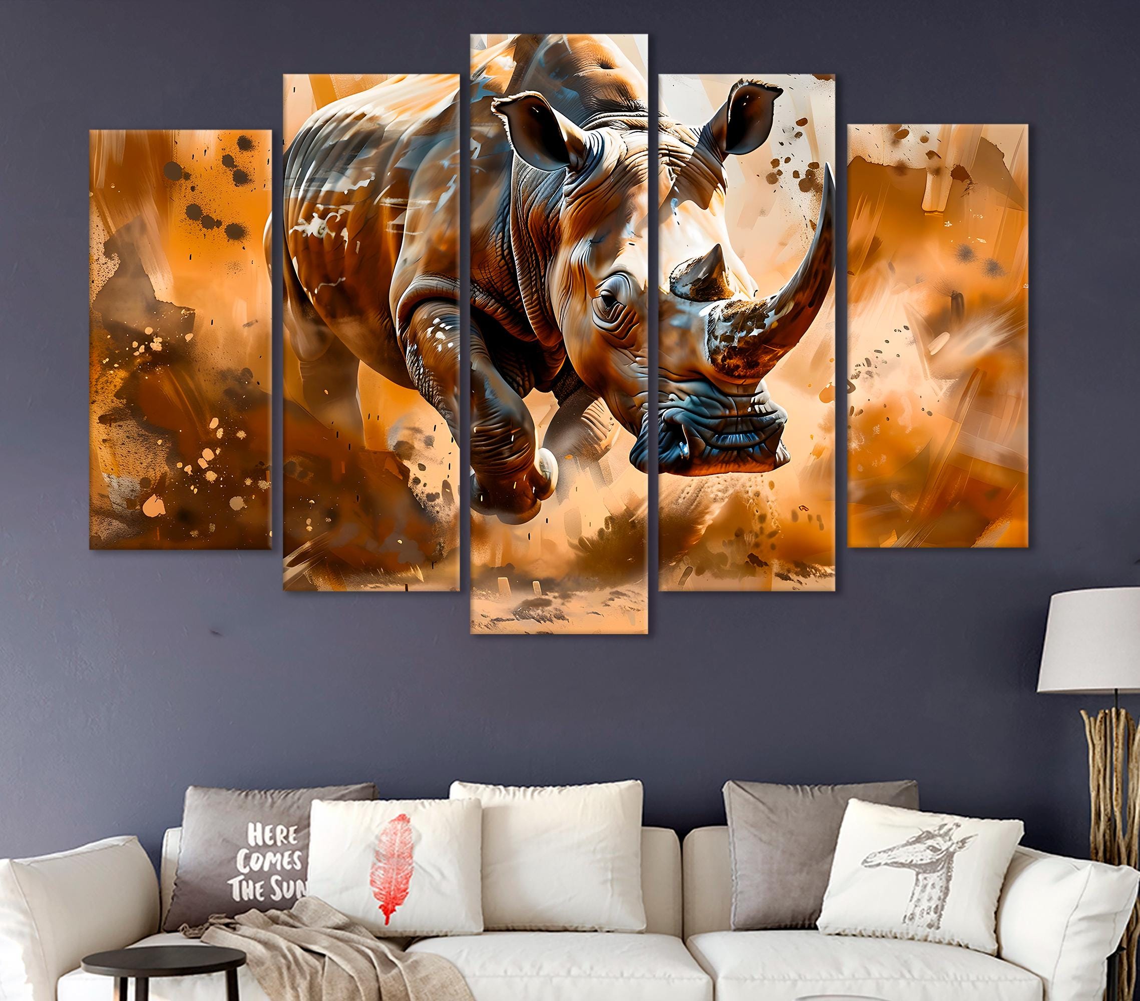 Rhinoceros Canvas Print, Abstract Rhino Wall Art, Ready to Hang - Etsy