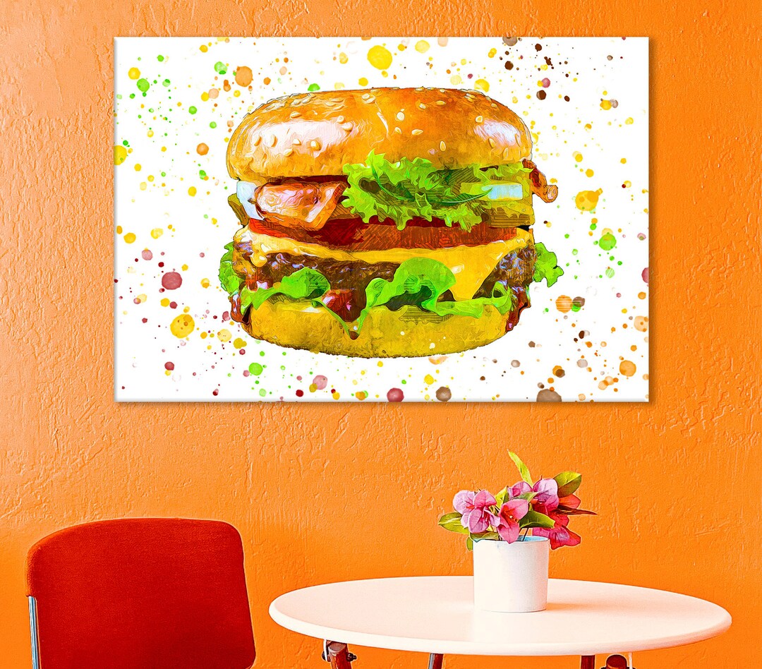 Burger Canvas Print: Giclée Kitchen Restaurant Wall Art - Etsy