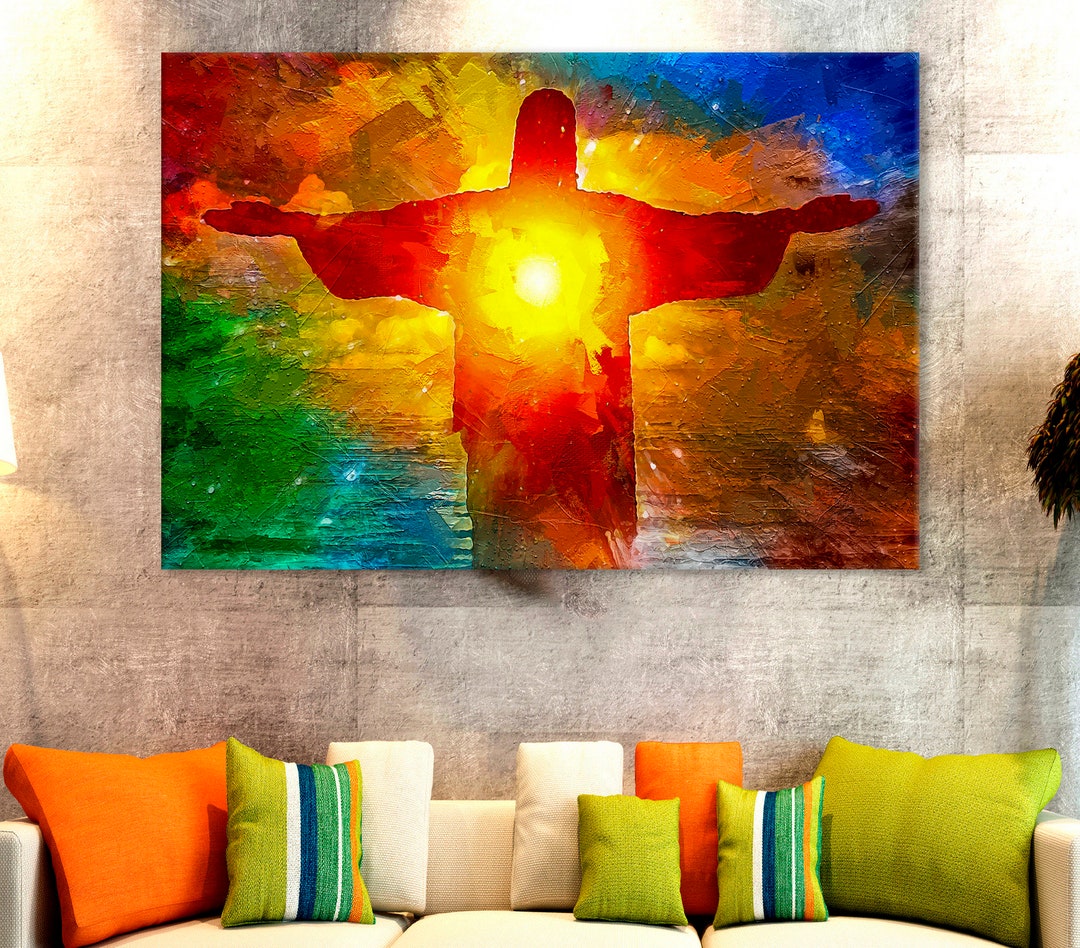 Jesus Abstract Art, Christ the Redeemer Statue Canvas, Jesus Christ ...