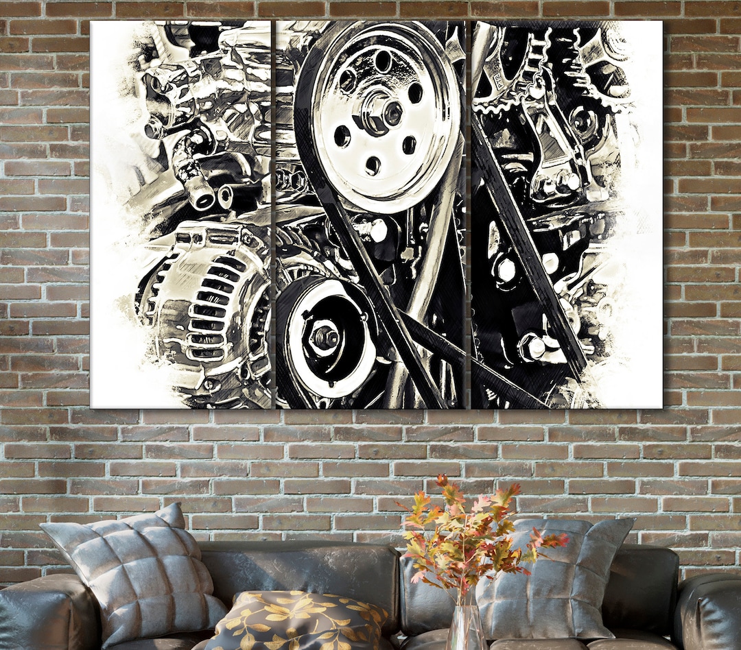 Engine Wall Print, Motor Artwork, Auto Mechanic Gift, Auto Repair Shop ...
